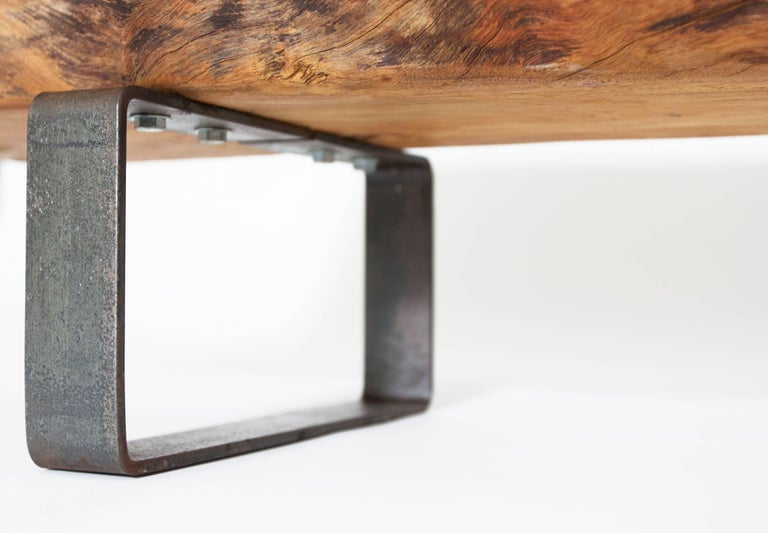 21st Century Almendro Wood Black Steel Coffee Table or Seat by Herbeh ...