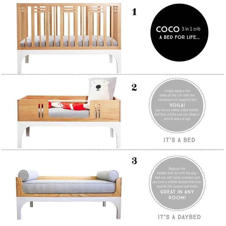 Coco Heirloom 3 in 1 Crib, Toddler Bed and Daybed Nursery Furniture Set ...