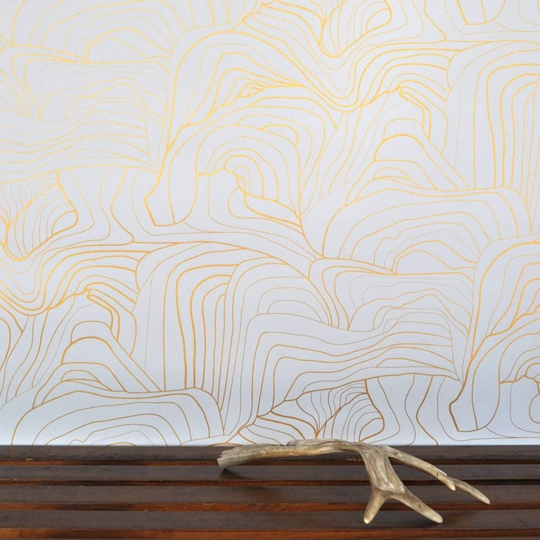 Hand-Screened Sandstone Wallpaper in Gold Rock Colorway For Sale at 1stDibs
