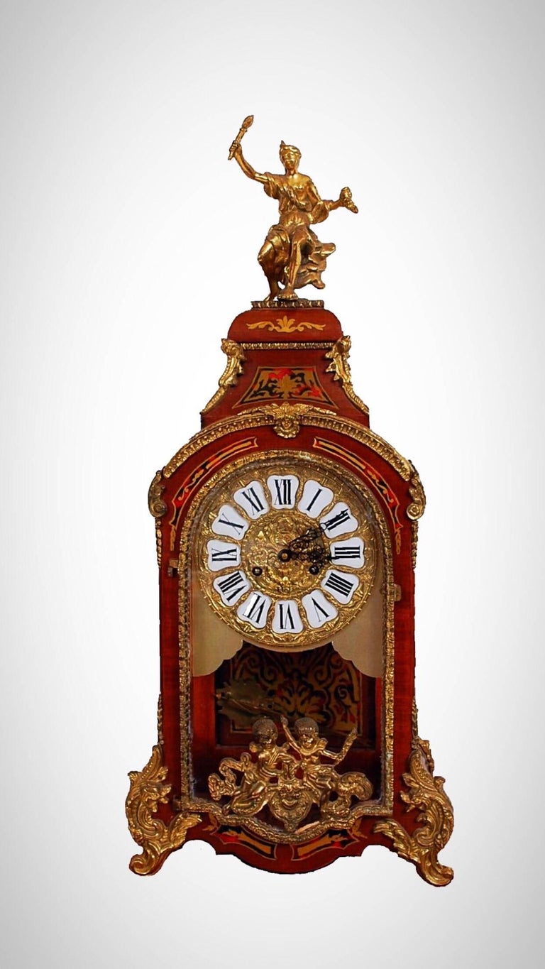 Louis XV Style Boulle Work Bracket Clock on Pedestal For Sale at 1stDibs