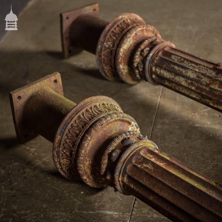 Pair of 19th Century Cast Iron Fluted Columns Pillars Stanchions For ...