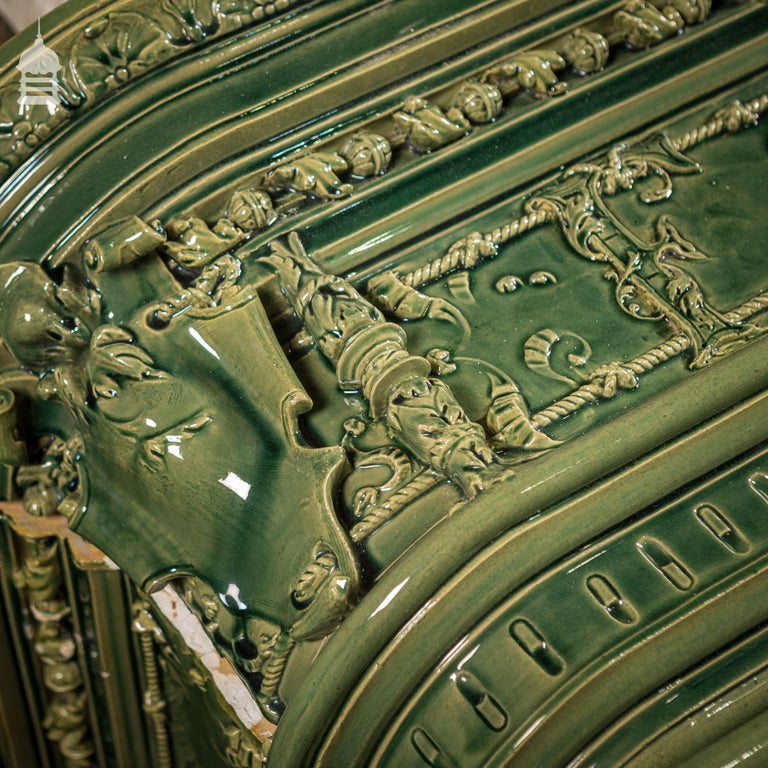 19th Century French Glazed Ceramic Fireplace Surround Chimneypiece For ...