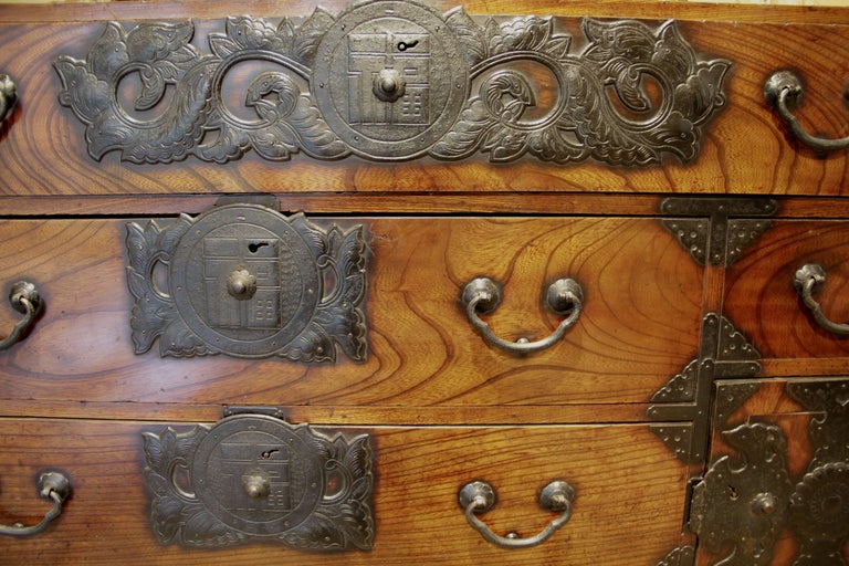 Japanese Tansu Cedar Elm Chest Sendai Style 19th Century For Sale at ...