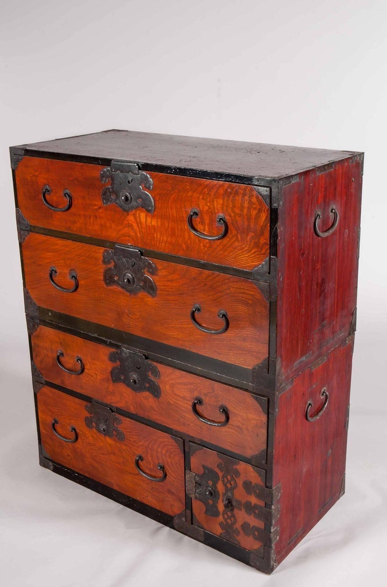 Two-Section Cedar Elm Clothing Chest Dresser Bedside Japanese For Sale ...