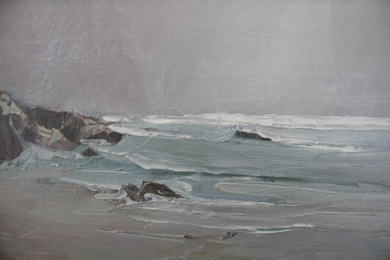 S.C. Yuan Oil Painting Pebble Beach California Coastline, circa 1964 ...