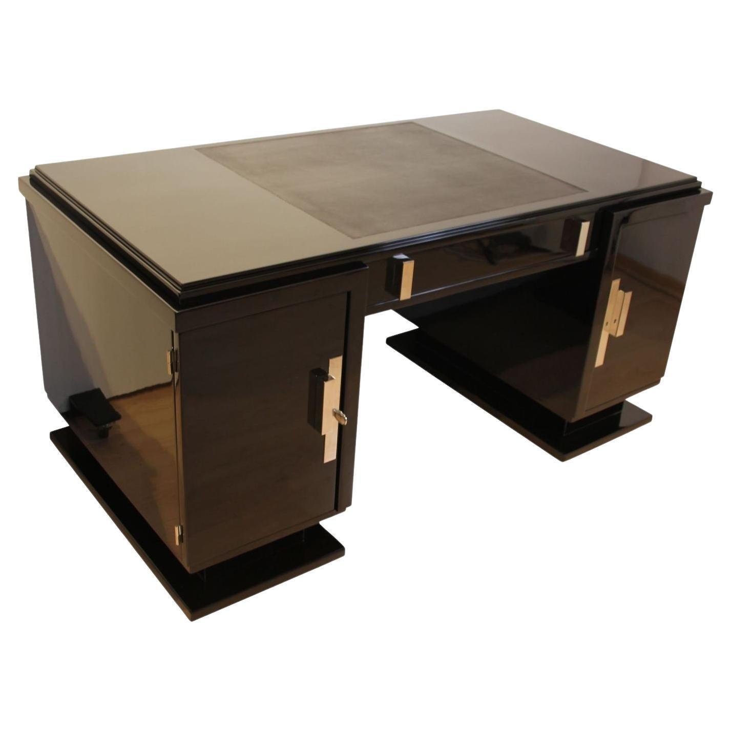 Black Lacquer Art Deco Writing Desk at 1stDibs