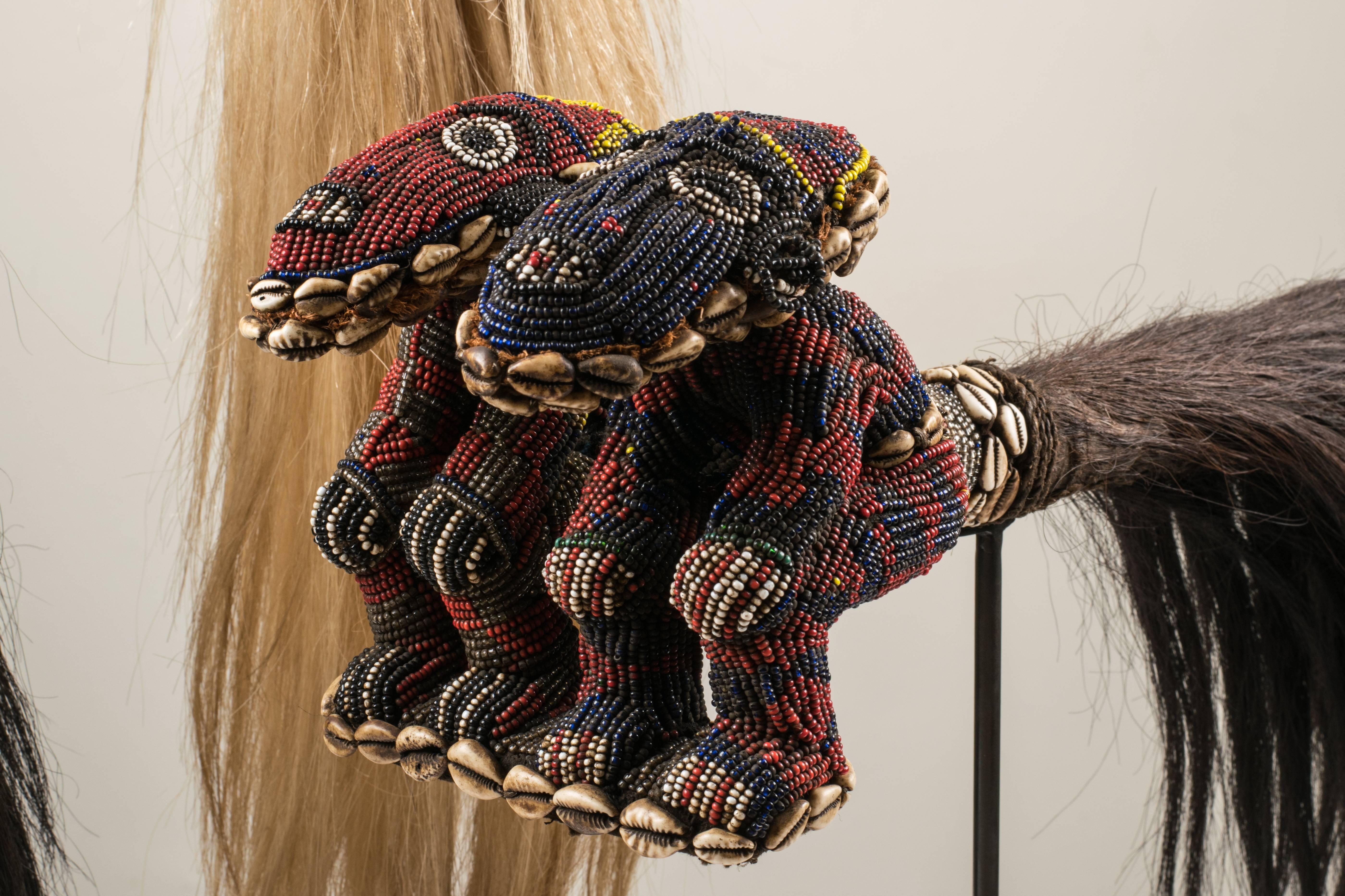 Three Decorative Beaded Flywhisks , Cameroon Grasslands at 1stDibs