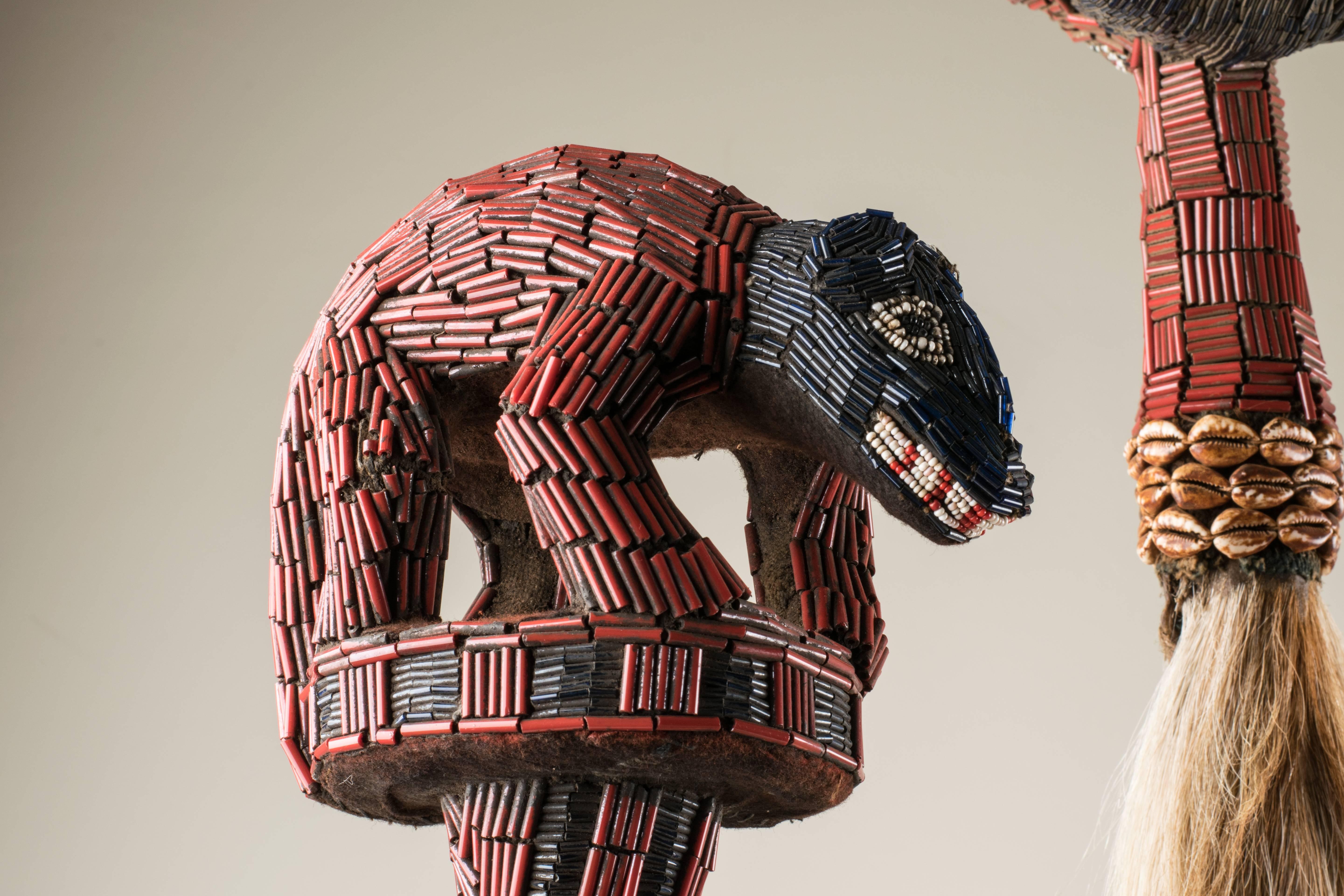 Three Decorative Beaded Flywhisks , Cameroon Grasslands at 1stDibs