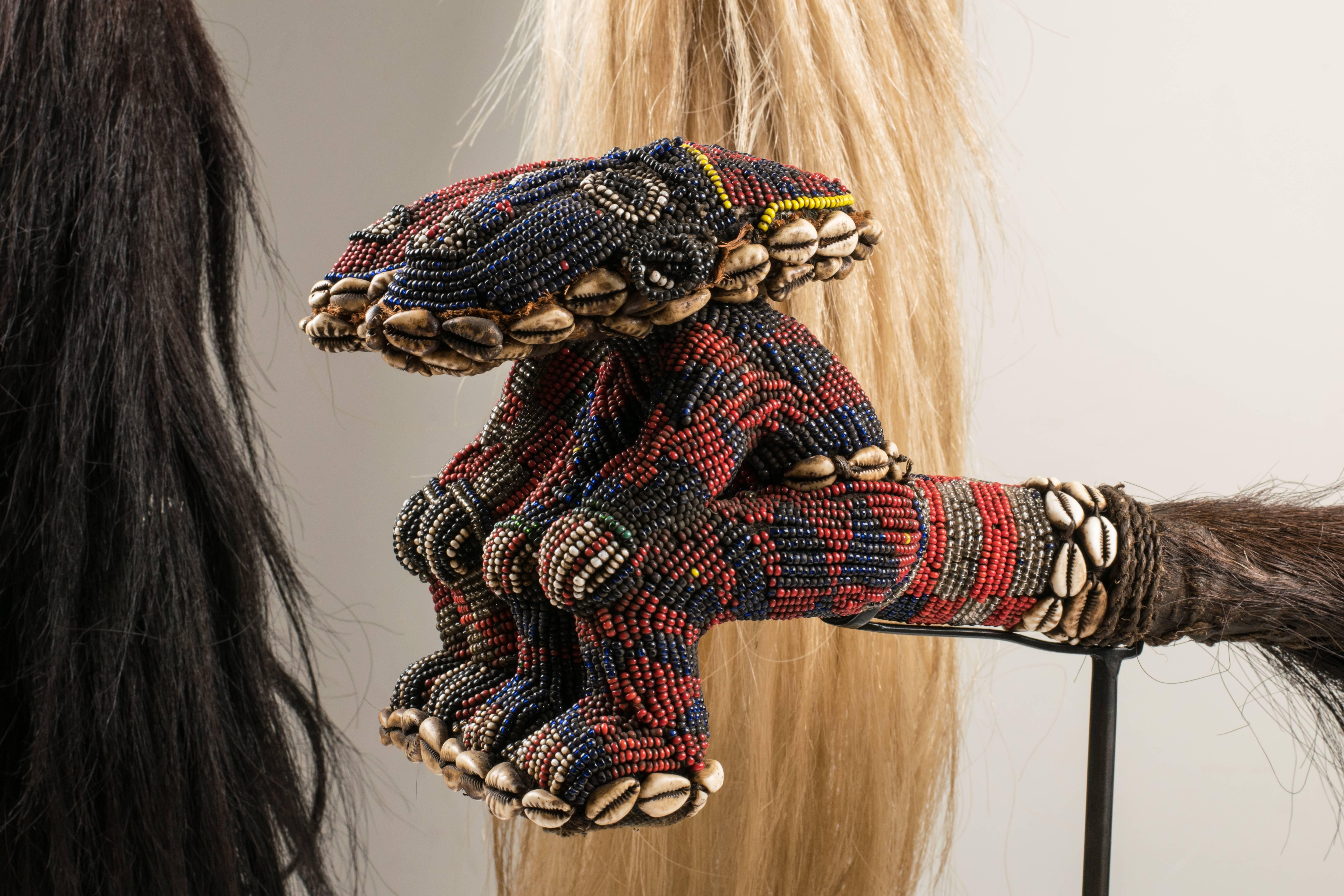 Three Decorative Beaded Flywhisks , Cameroon Grasslands at 1stDibs