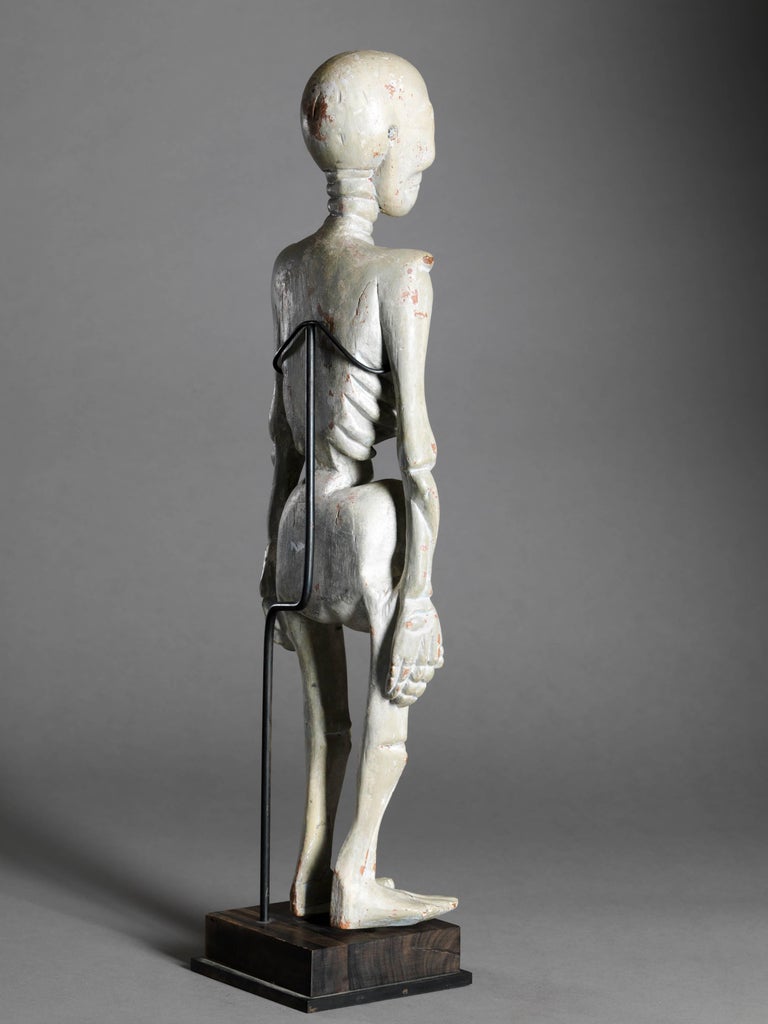 Wooden Asian Memento Mori Skeleton Sculpture in Standing Position at ...