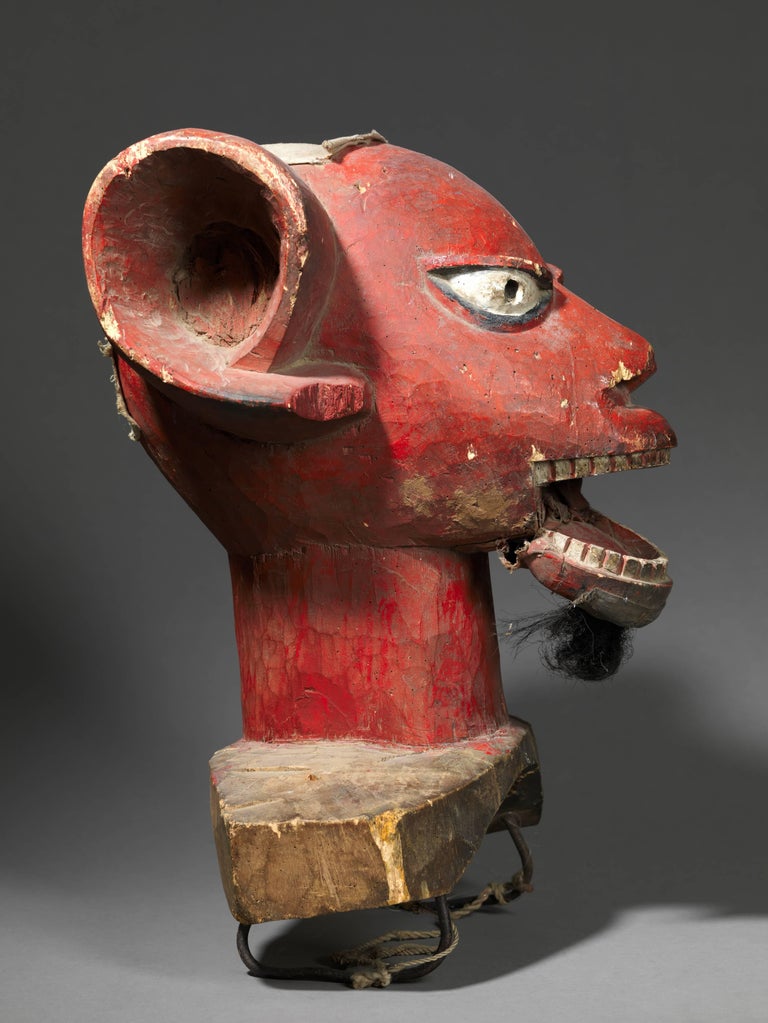 Wooden Mexican Dia de Los Muertos Skeleton Sculptured Head in Standing ...