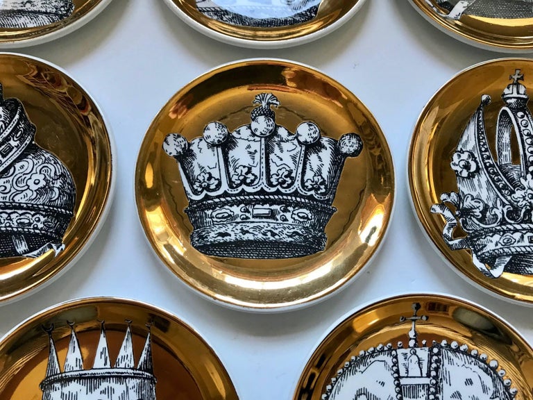 Set of Eight Fornasetti Corone Crown Coasters at 1stDibs