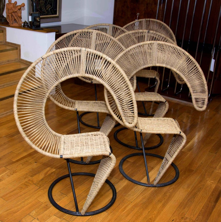 Italian Rope Chairs by Tom Dixon, 1980s, Set of Six at 1stDibs
