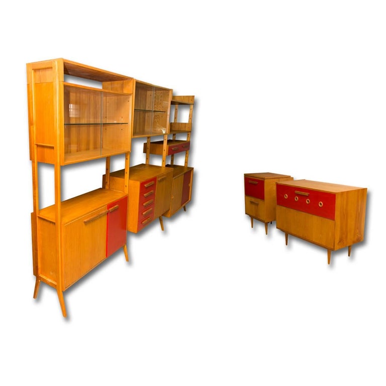 Mid-Century Modern Beech Unit Shelf System by Frantisek Jirák for Tatra ...