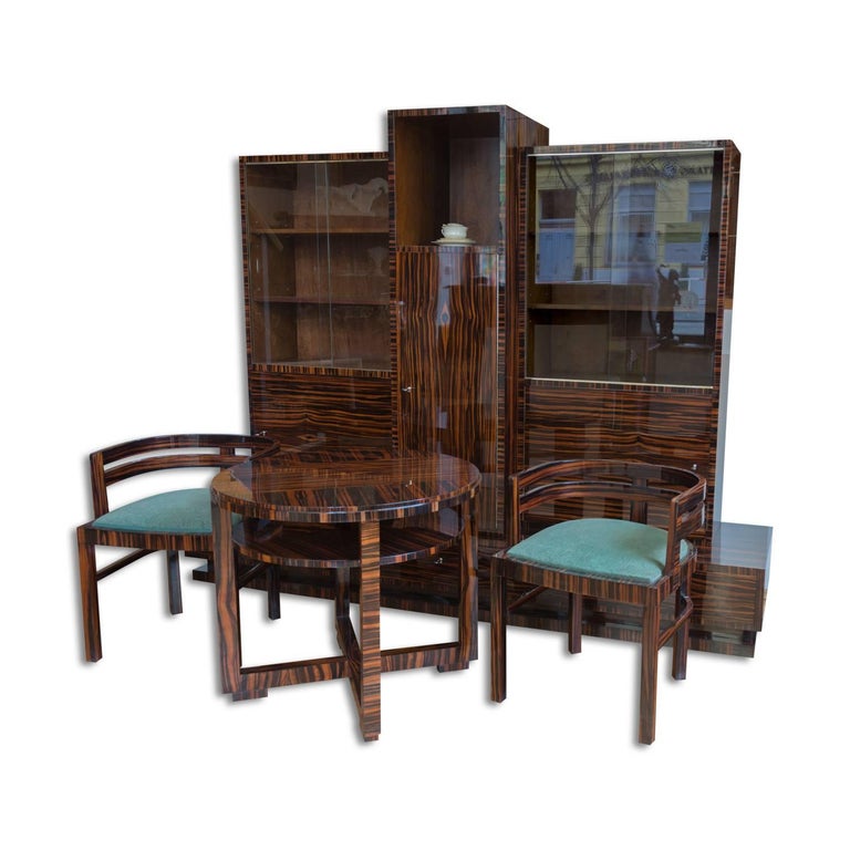 Functionalist Library Cabinet in macassar by Vlastimil Brozek, 1930s ...