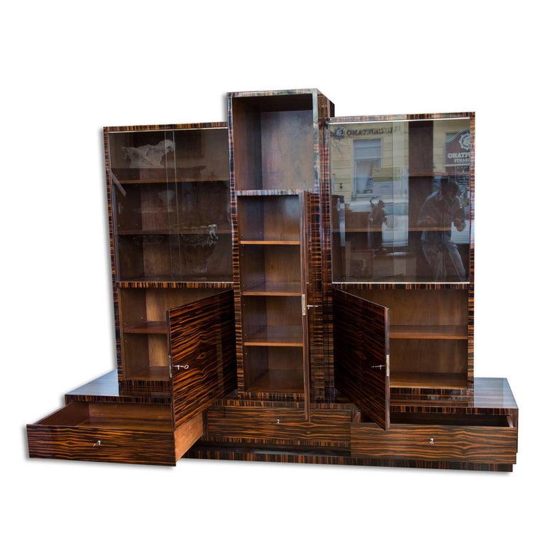 Functionalist Library Cabinet in macassar by Vlastimil Brozek, 1930s ...