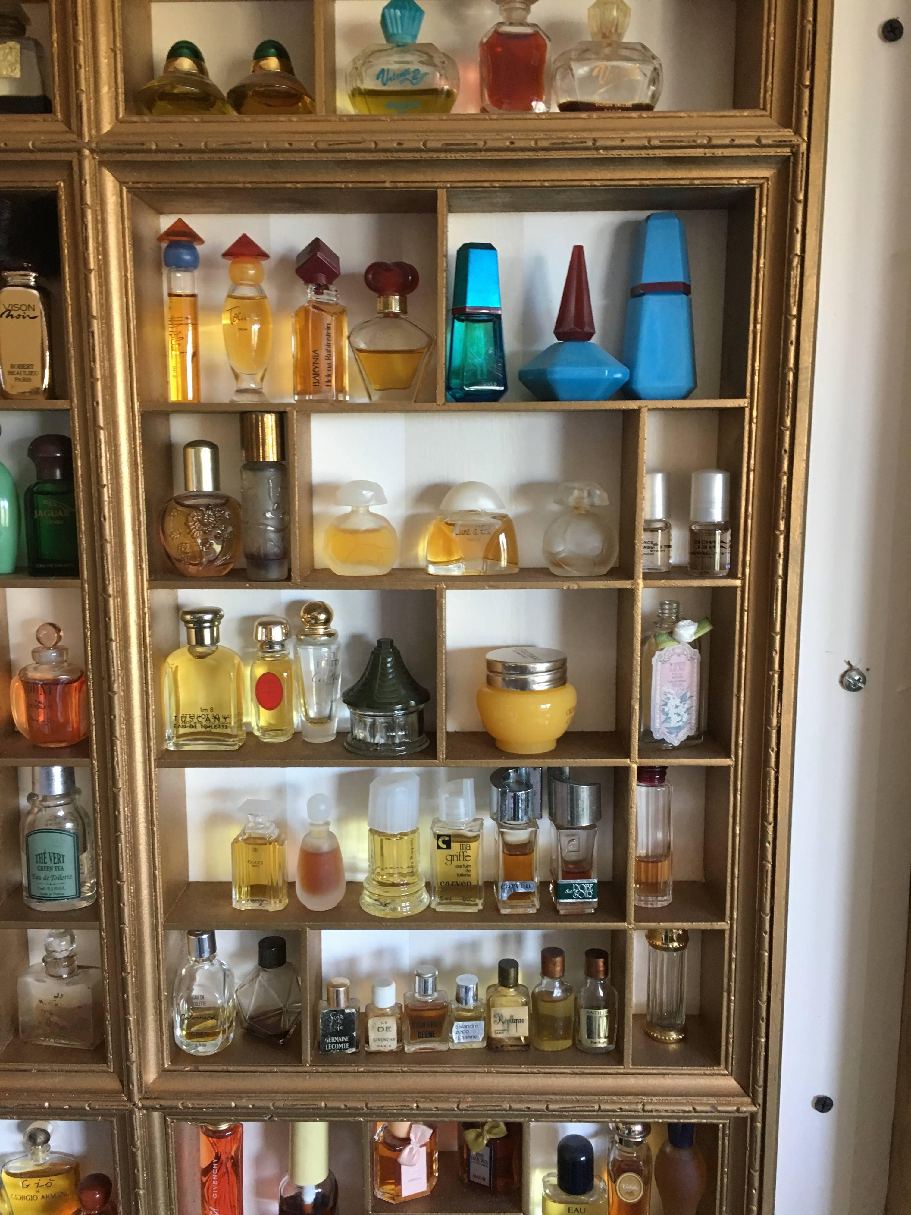 Pair of Antique "Frames" Display Cabinets and Perfume Bottle Collection ...