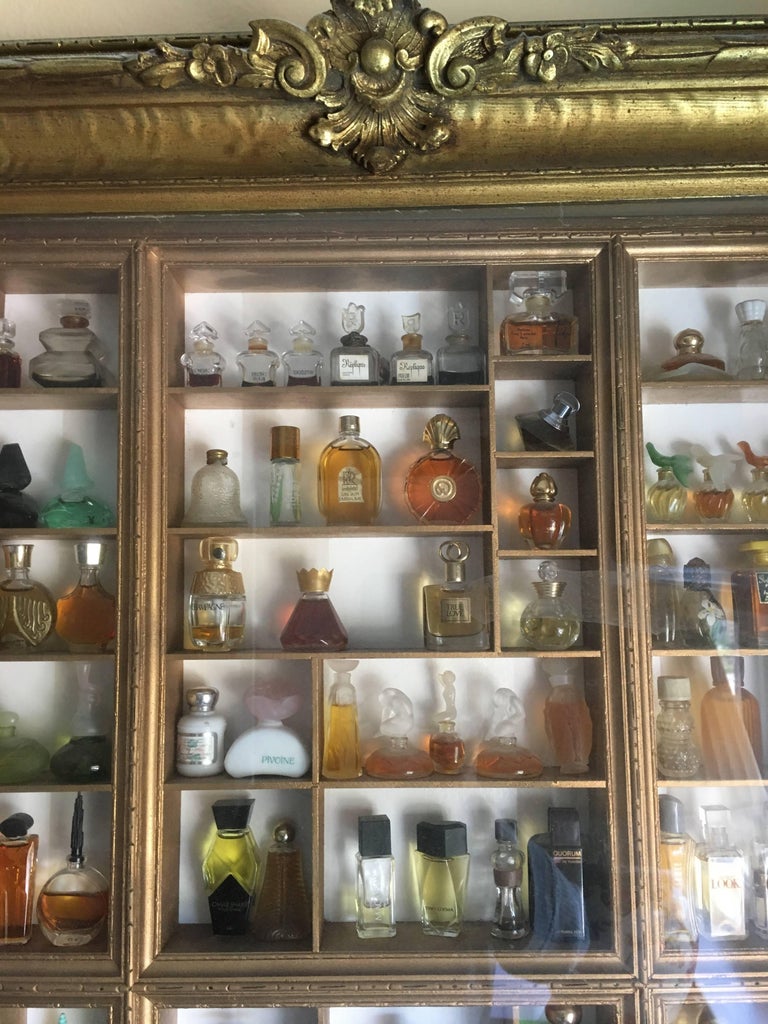 Pair of Antique "Frames" Display Cabinets and Perfume Bottle Collection ...