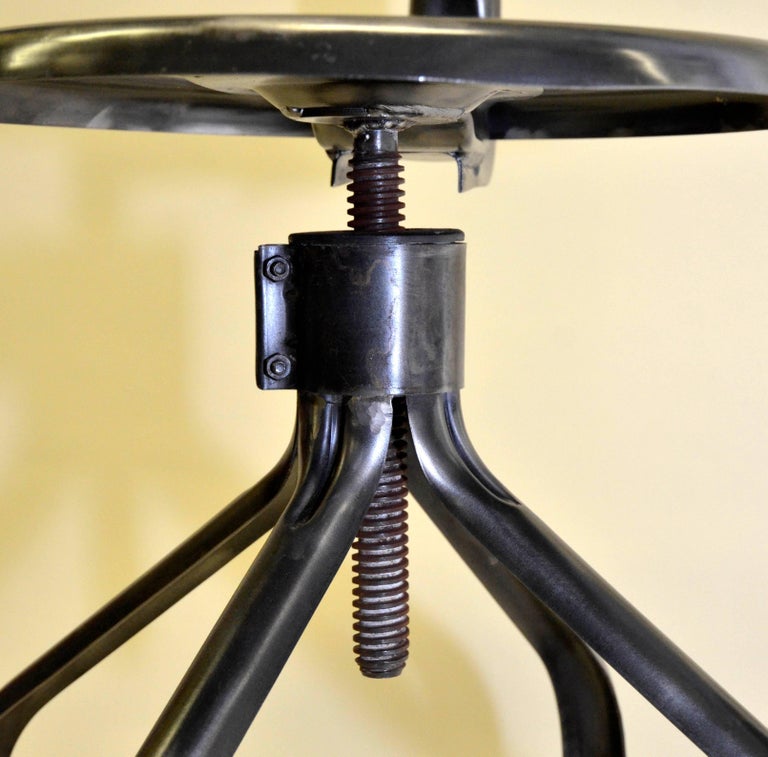 1960s French Nicolle Industrial Vintage Adjustable Metal High Stools ...