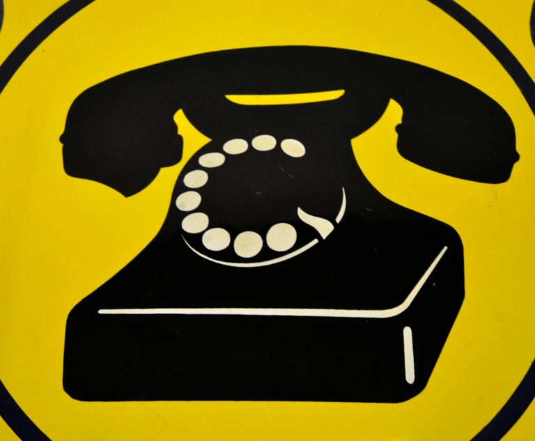 1960s Yellow Enamel Metal Vintage Italian Telephone Sign, Sip For Sale ...
