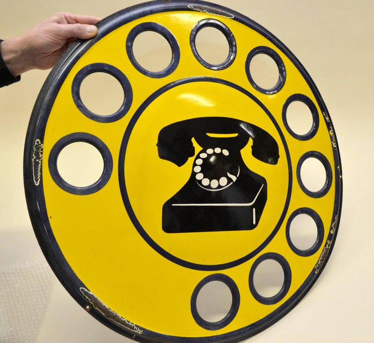 1960s Yellow Enamel Metal Vintage Italian Telephone Sign, Sip For Sale ...
