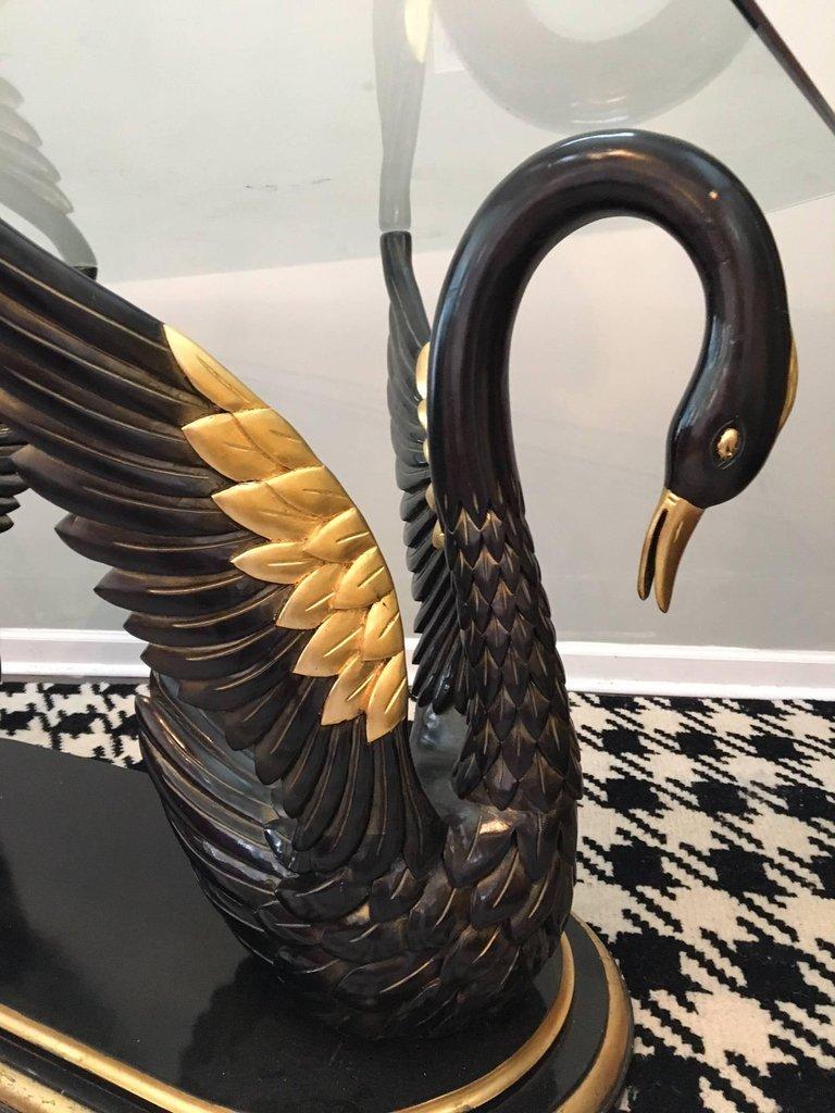 Sculptural Black Swan Statue Dining Table at 1stDibs