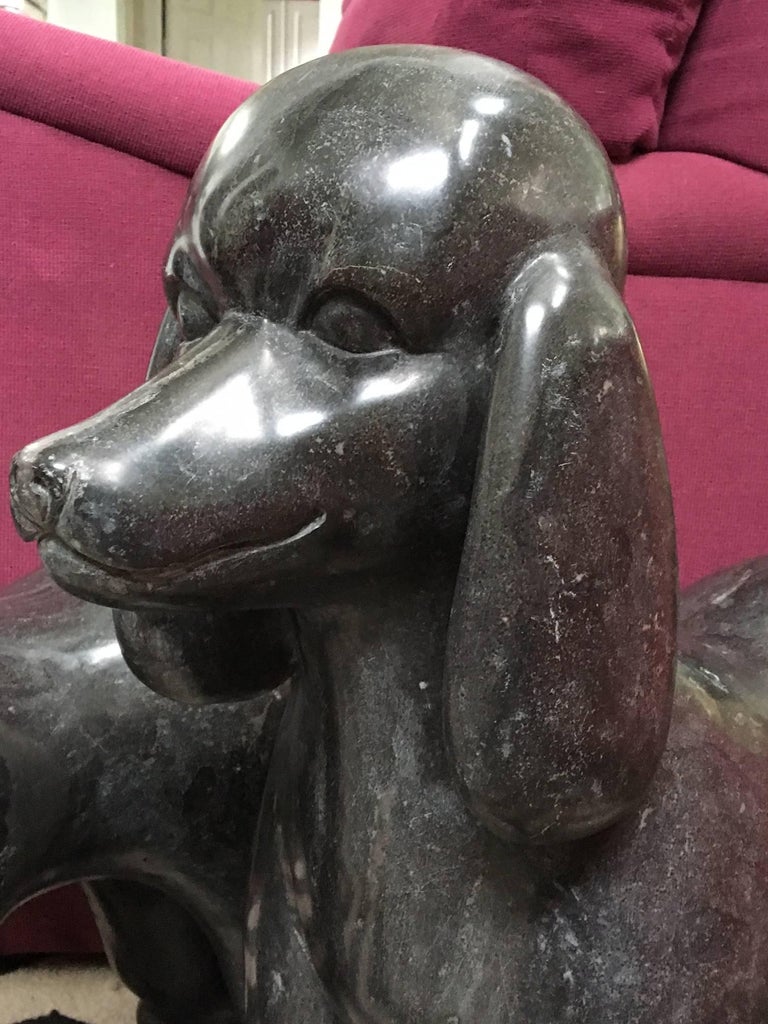 Large Italian Solid Marble Poodle Statues at 1stDibs