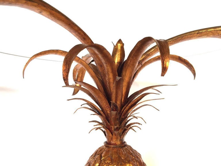 Pair of Sculptural Tole Gold Gilt Pineapple Side Tables at 1stDibs