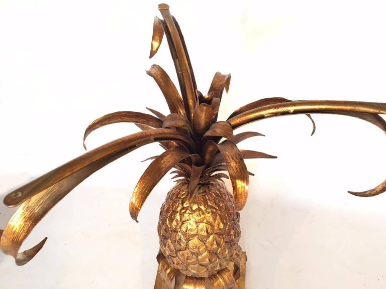 Pair of Sculptural Tole Gold Gilt Pineapple Side Tables at 1stDibs