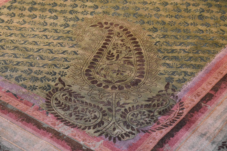 "Paisley Panorama" Green Hand-knotted Area Rug Wool, Silk Rug, In Stock ...