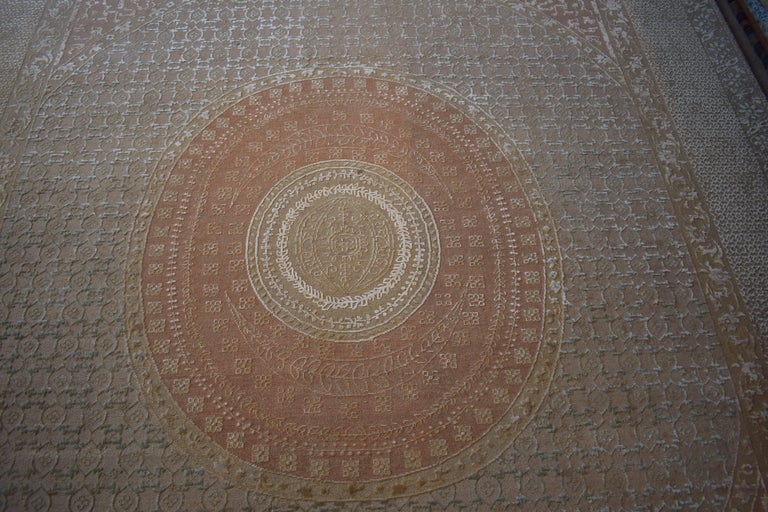 "Charbagh" Beige Gold Hand-Knotted Area Rug For Sale at 1stDibs