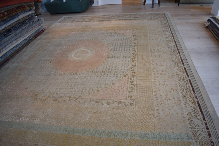 "Charbagh" Beige Gold Hand-Knotted Area Rug For Sale at 1stDibs