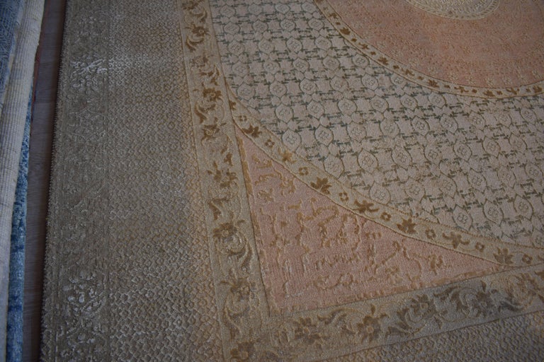 "Charbagh" Beige Gold Hand-Knotted Area Rug For Sale at 1stDibs