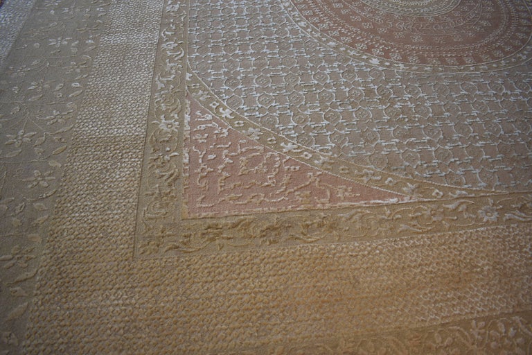 "Charbagh" Beige Gold Hand-Knotted Area Rug For Sale at 1stDibs