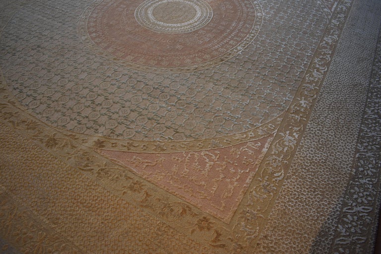 "Charbagh" Beige Gold Hand-Knotted Area Rug For Sale at 1stDibs