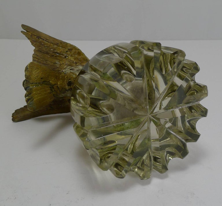 Antique Inkwell, Cold Painted Bronze Bird, circa 1890 at 1stDibs