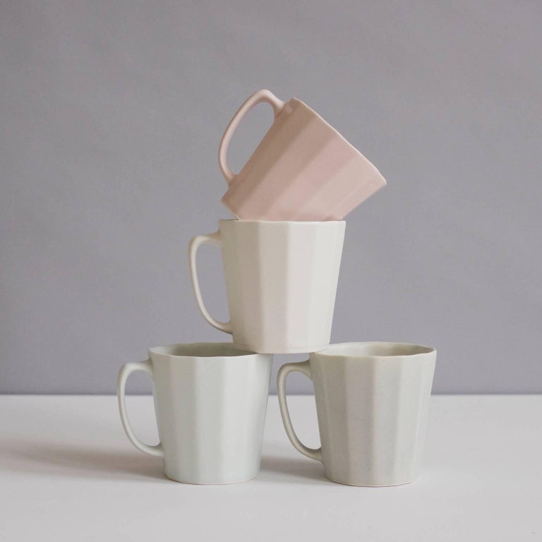 Monday Mug Grey Matte Set of Four Coffee Mug Contemporary Glazed ...