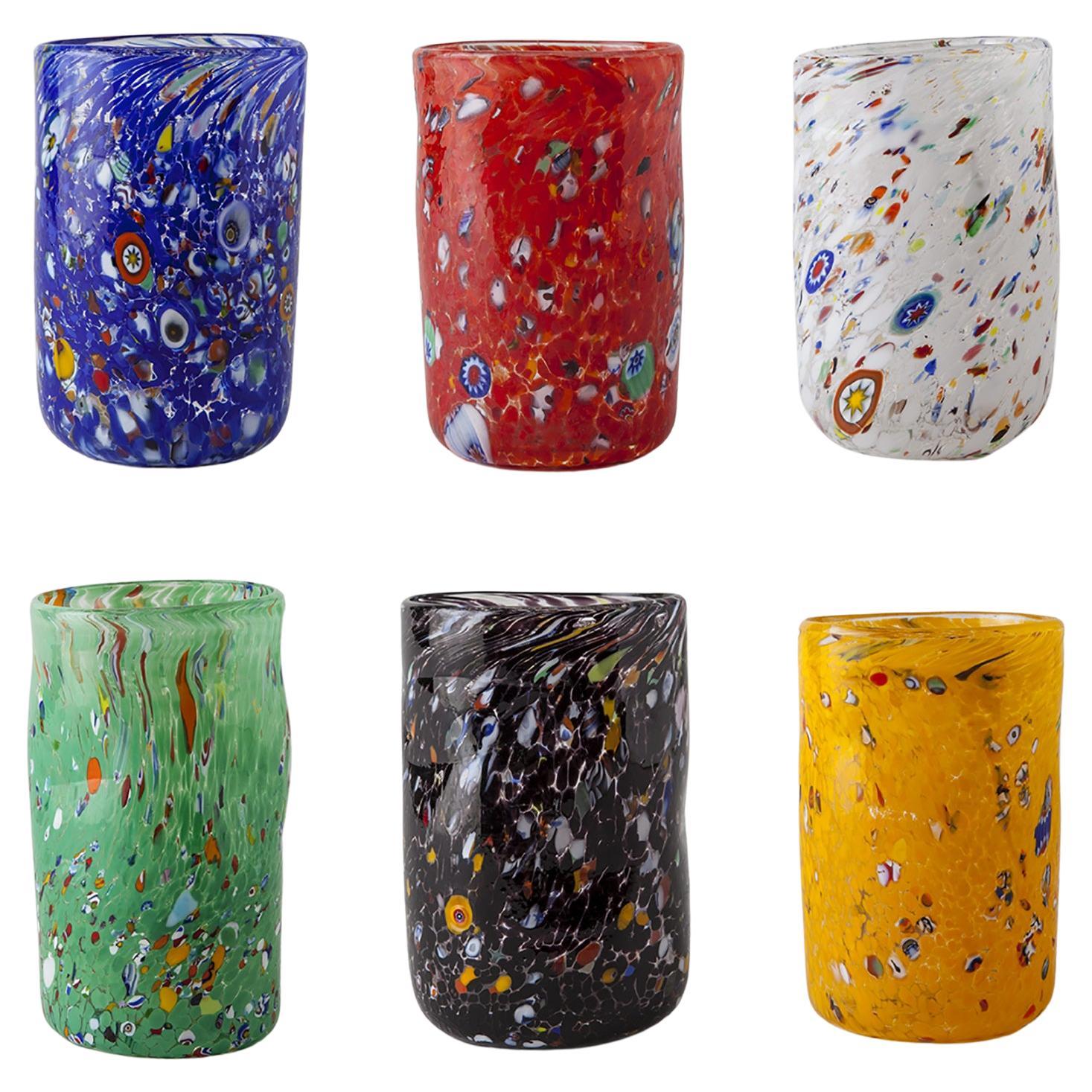 Set of 6 Blue Handmade Unique Goto Murano Drinking Glasses For Sale at ...