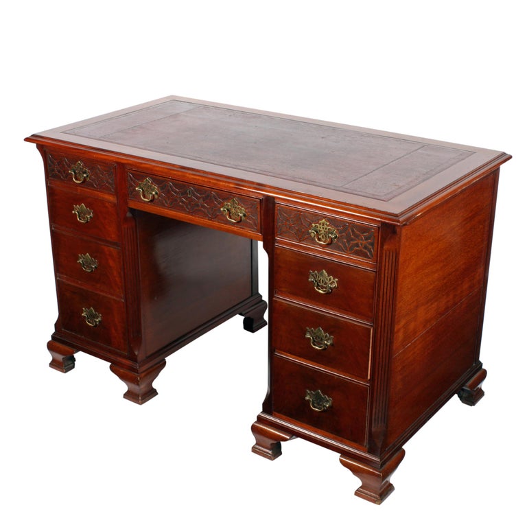 Petite Walnut Federal Style Kidney Shaped Knee Hole Writing Desk at 1stdibs