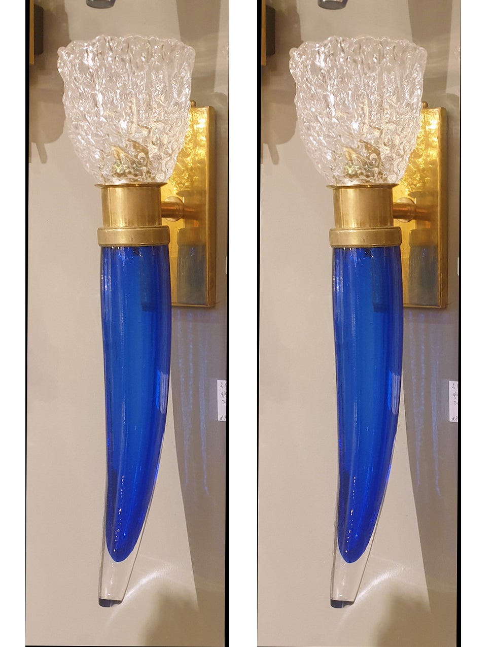 Seguso Sconces 1930 Brass and Glass For Sale at 1stDibs