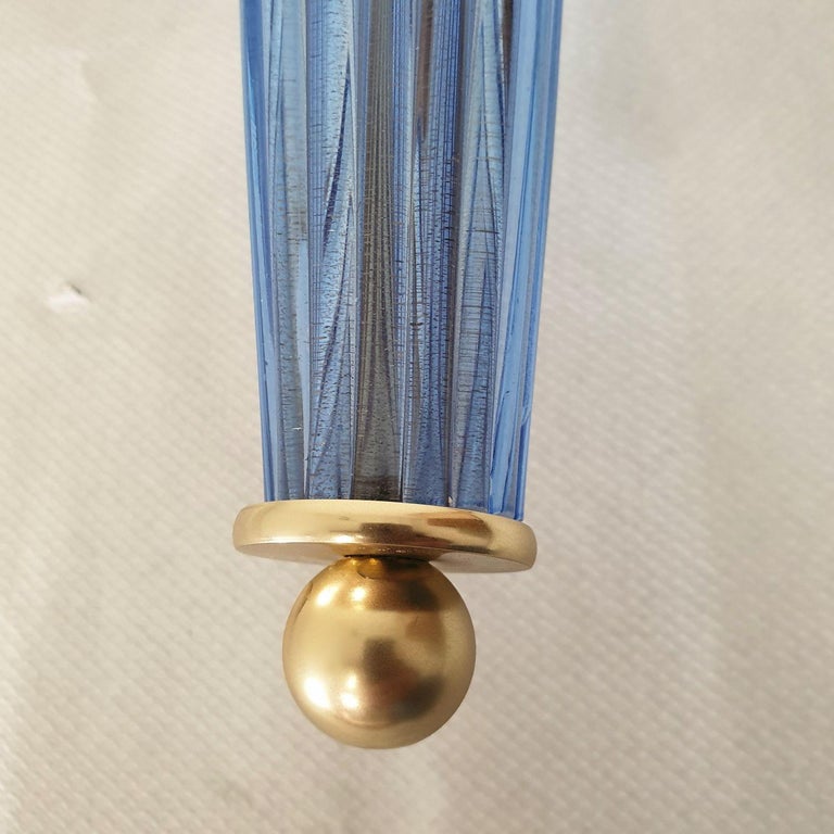 Mid Century Large Light Blue Murano Glass Sconces, Barovier Style - a ...