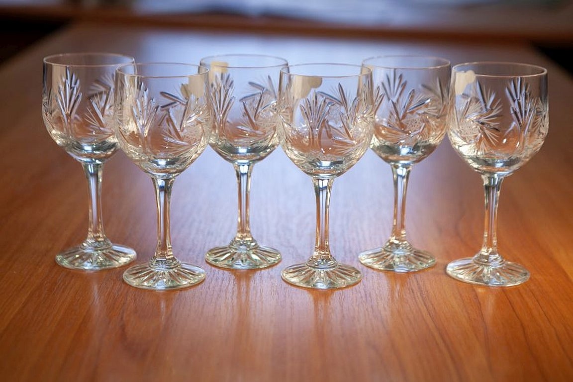 Set of 6 New 170 Ml Crystal Wine Glasses - Craftwork Julia Poland For ...