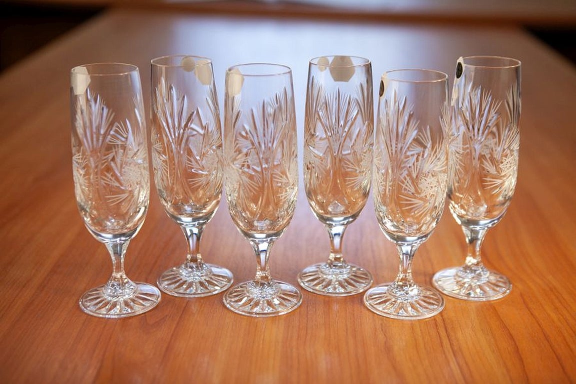 6 New 170 Ml Crystal Champagne or Prosecco Glasses - Craftwork Julia ...