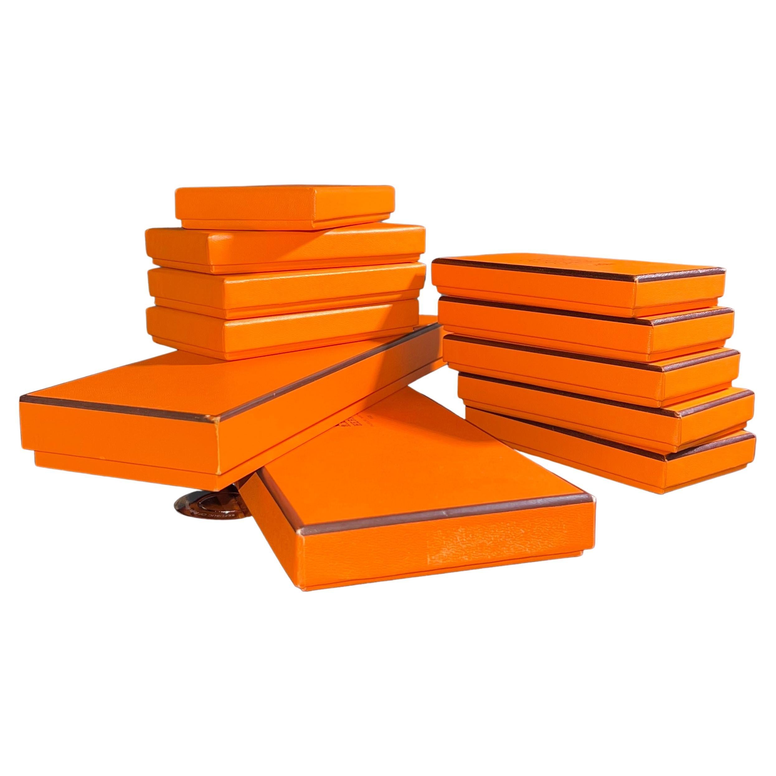 Hermès Classic Orange Square Box Set of 17 with Hermès Ribbons, France ...