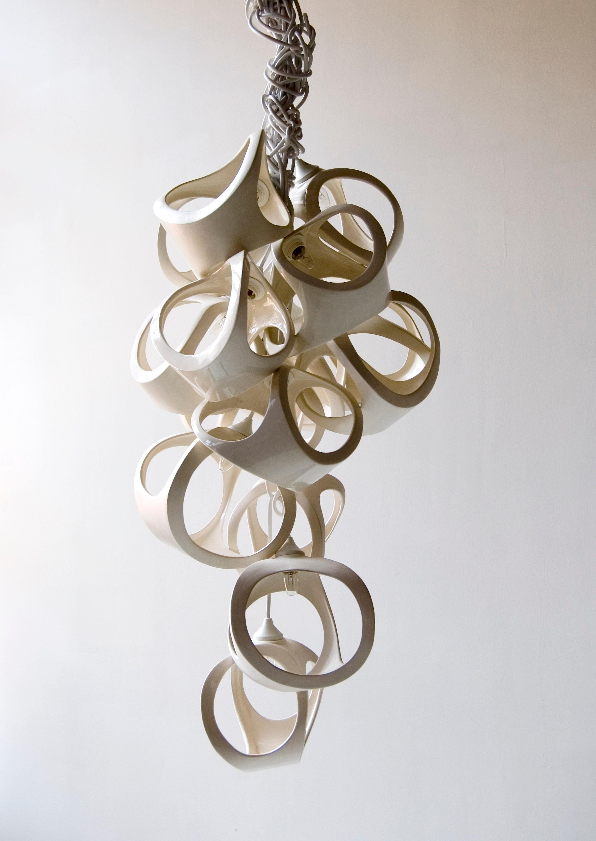 Ceramic Lamp 15 Cluster Vine Chandelier For Sale at 1stDibs | pendant ...