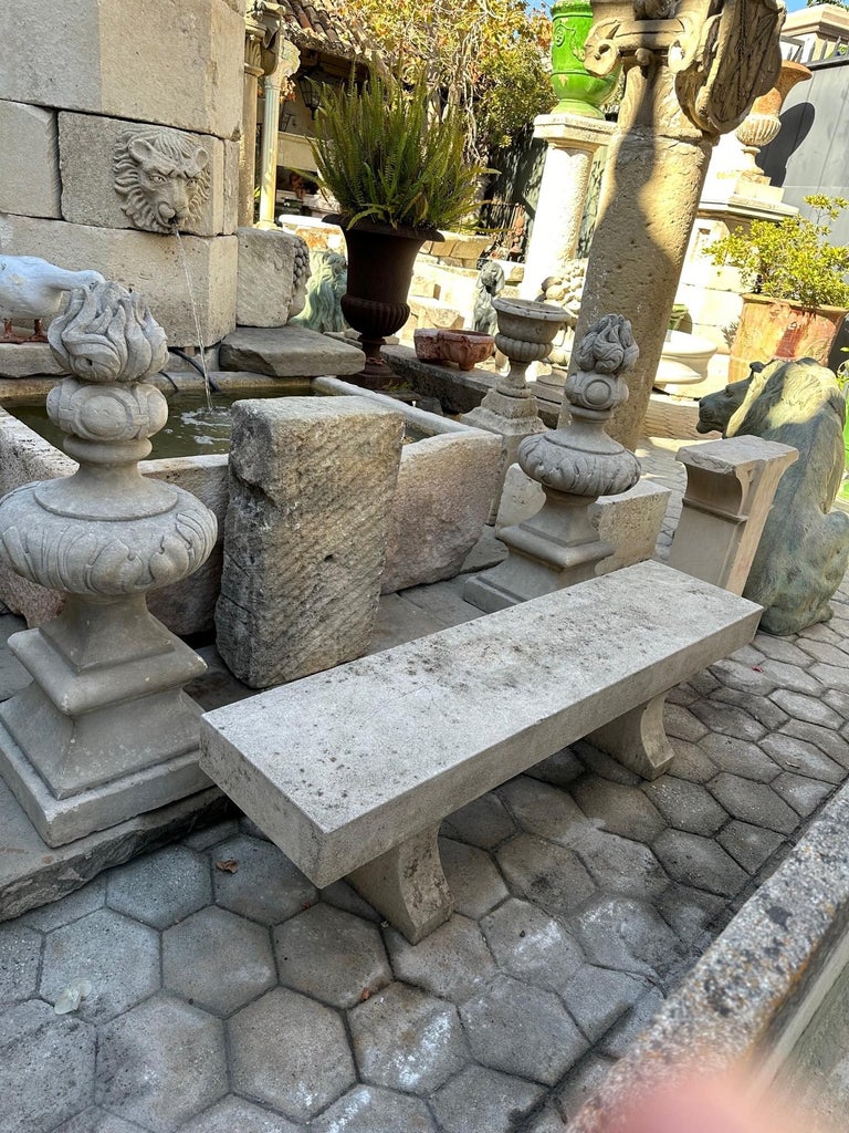 Hand Carved Stone Rustic Garden Bench Seat Antique Dealer Indoor ...