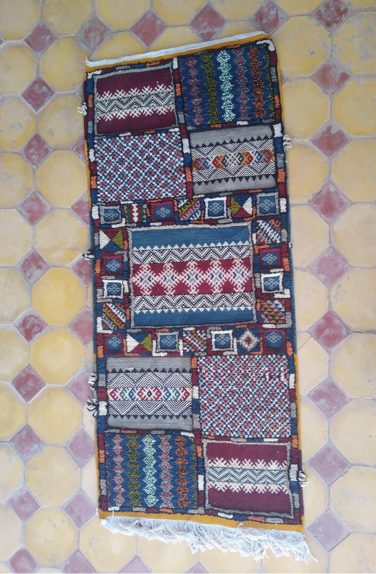 Hand Knotted Moroccan Berber Glaoui Flatweave Rug - Multicolor Natural ...