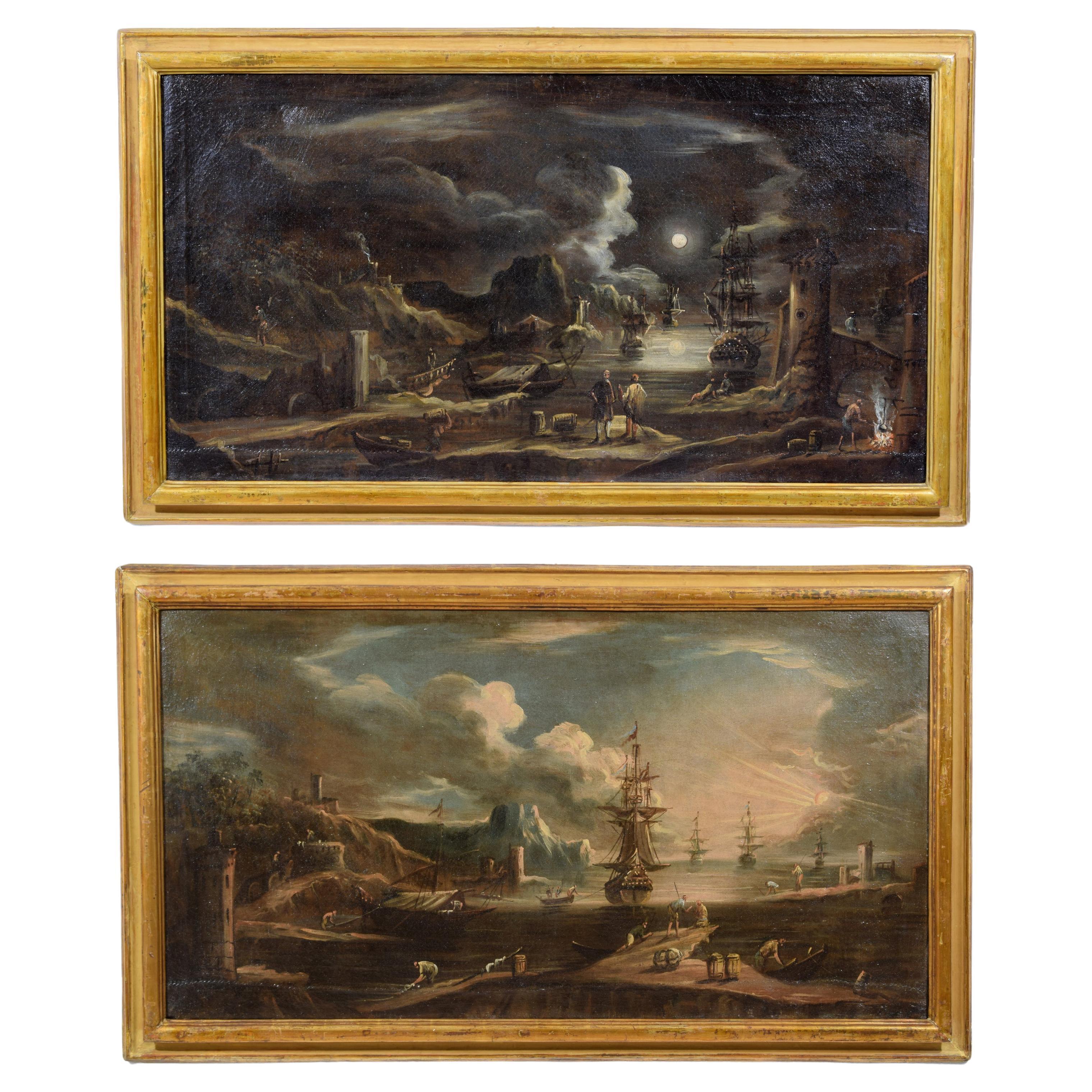 18th Century, Pair of Italian Marine Paintings For Sale at 1stDibs