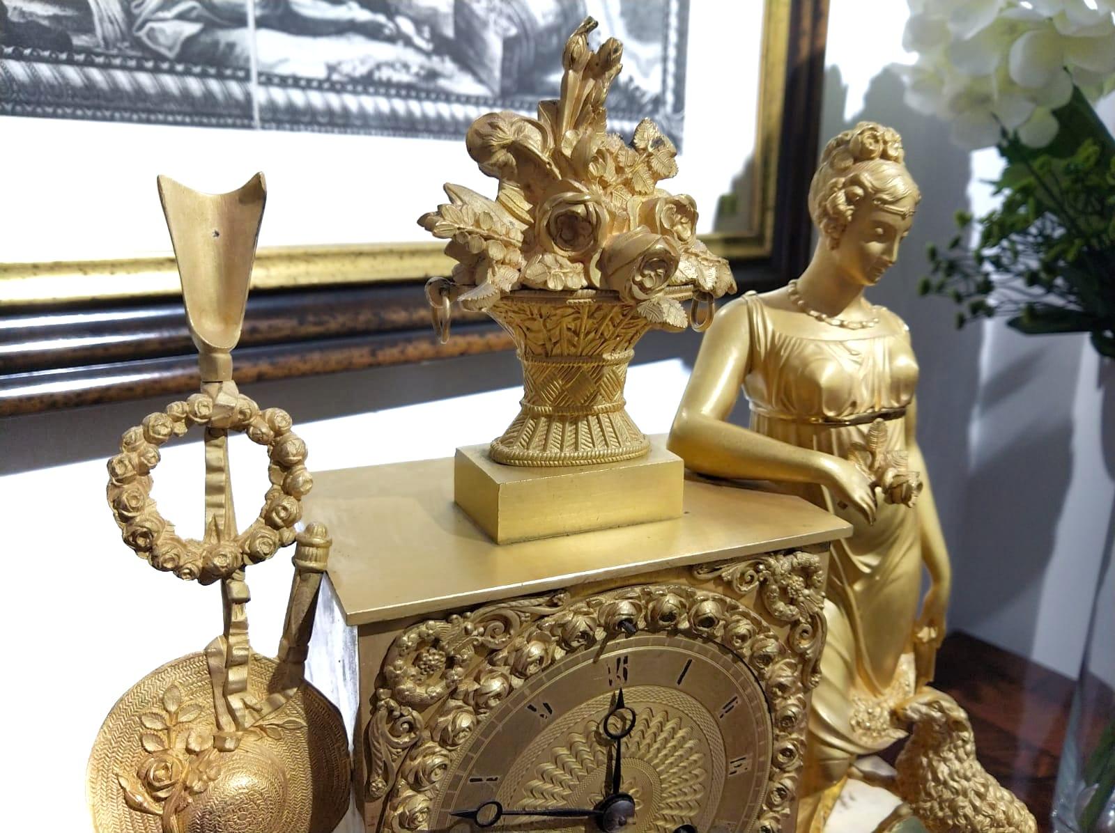 19th Century Empire Ormolu Gilt Bronze French Pendule Clock Goddess ...