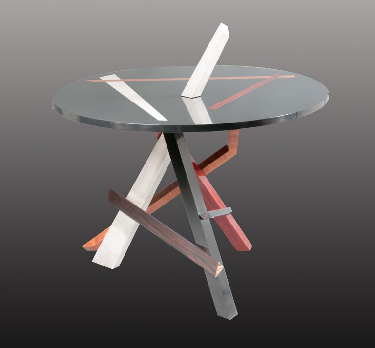 A Round Abstract Expressionism Sculptural Gilt And Colored Wood Center ...